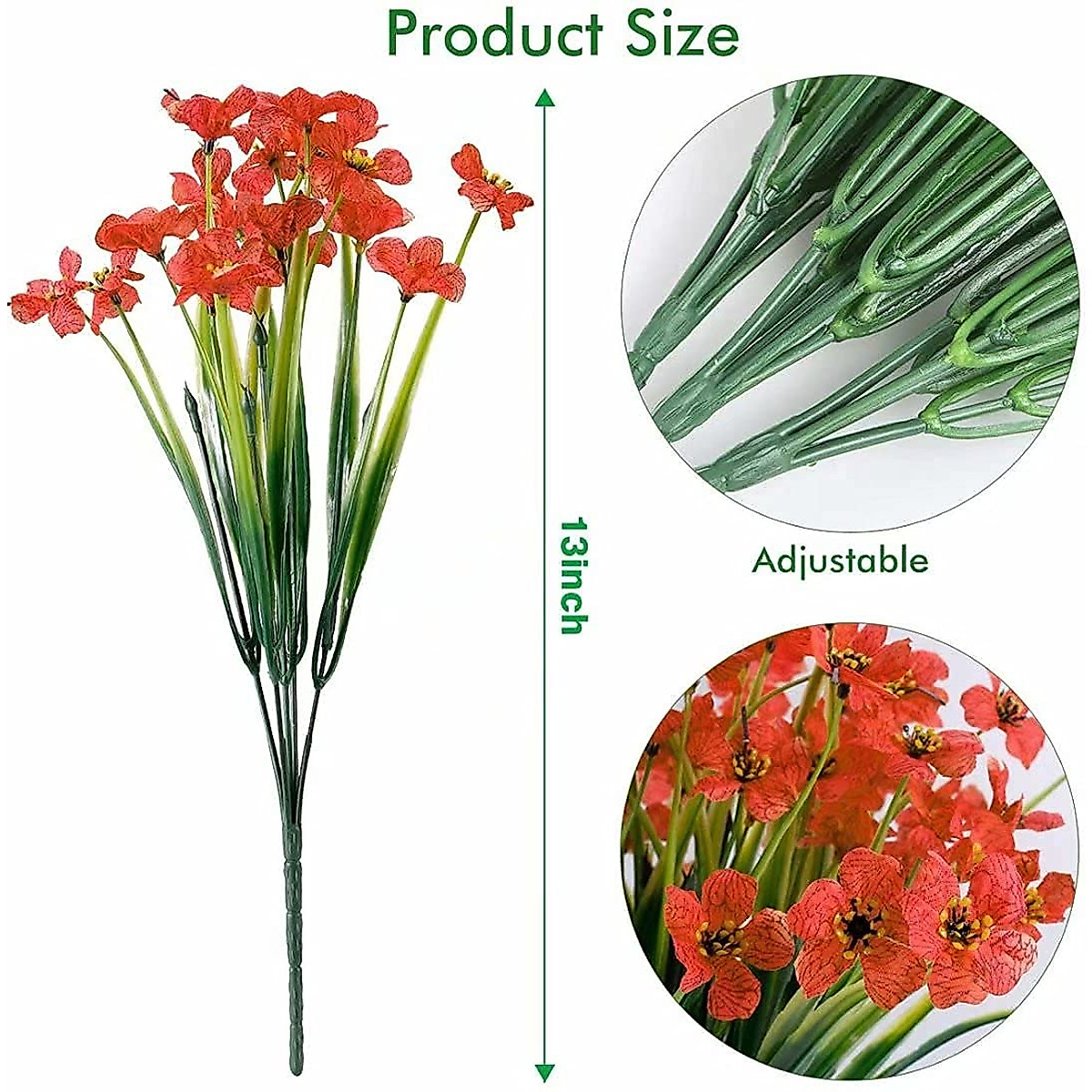 TUBULTHK Upgraded 10 Bundles Artificial Flowers, UV Resistant Fake Flowers No Fade Greenery Faux Plastic Fall Flowers