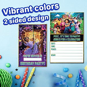 Set of 20 Encanto -Themed Happy Birthday Invitation Cards & Envelopes - Lightweight (240g), Postcard Style Invites for the Perfect Party Pack