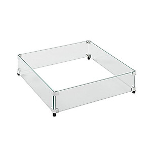COOKE Custom Square Glass Fire Pit Windscreen, 3/16" Thick Glass, Silver Clamps with No Skid Rubber Feet, You Choose The Size (30" x 30" x 8")