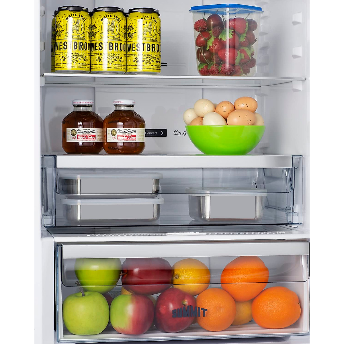 Summit Appliance FFBF181ES2IM 24" Wide Bottom Freezer Refrigerator With Icemaker, 11.7 cu.ft Capacity, Open Door Alarm, Stainless Steel Doors, LED Visual Alarms, No-frost Operation, Multi-Flow Fan