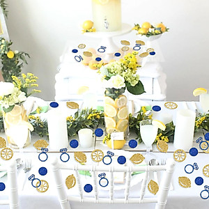 Lemon Bridal Shower Decorations - 200pcs Glitter Lemon Confetti, She Found Her Main Squeeze Lemon and Blue Bridal Shower Decorations, Lemonade Bachelorette Engagement Wedding Party Supplies