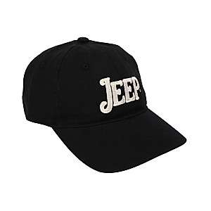Jeep Vintage Script Logo Heavy Chino Twill Hat - Black