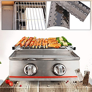 YIYIONCE 2-Burners BBQ LPG Gas Grill, Portable Outdoor Barbecue Grill with Oil Catch Tray, Tabletop Smokeless Barbecue Cooker, Stainless Steel Removable Grill or Outdoor, Kitchen or Home Use| US STOCK