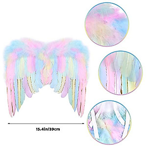Girls Unicorn Wings with Headband Cute Feather Angel Wings Halloween Costume Accessories Cosplay Dress up Birthday Decorations