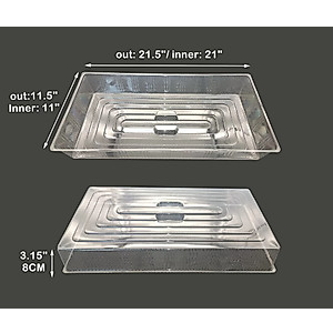 RooTrimmer Humidity Dome, Plastic Clear Seed Starter Dome 1020 Tray Covers Humidifying and Insulating for Greenhouse Germination and Garden Growing (21.5"×11.5", 3.15" Height, 10-Pack)