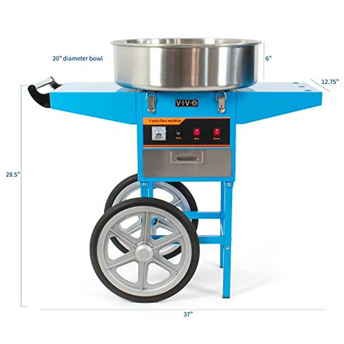 VIVO Blue Electric Commercial Cotton Candy Machine, Candy Floss Maker with Cart CANDY-V002B