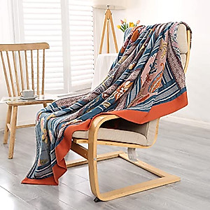 KINBEDY 4 Layers of Gauze Blanket, 100% Cotton Super Soft Boho Lightweight Breathable Bed Blankets Colorful Muslin Throw Blanket for All Seasons, Queen Size,79 x 92 Inches.