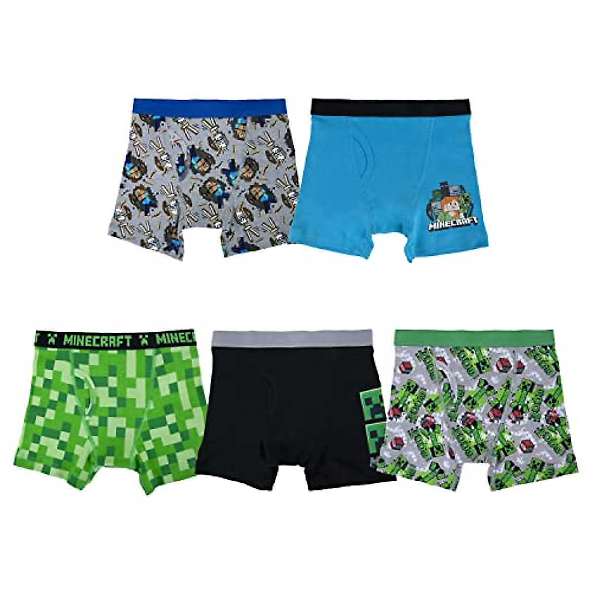 Minecraft Boys 5-Pack Boxer Briefs Underwear Comfortable 6 Multicolor