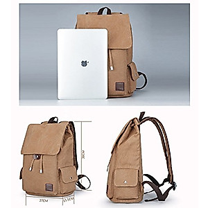 Yookeyo Canvas Flap Drawstring Backpack School Bag Travel Bag for Middle School