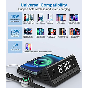 Alarm Clock for Heavy Sleepers Adults, Teenagers, Kids - Digital Clock with Wireless Charging, Dual Alarm(7-5-2), USB Charger, Dimmable, Calendar - Simple Loud Clocks for Bedrooms Dorm