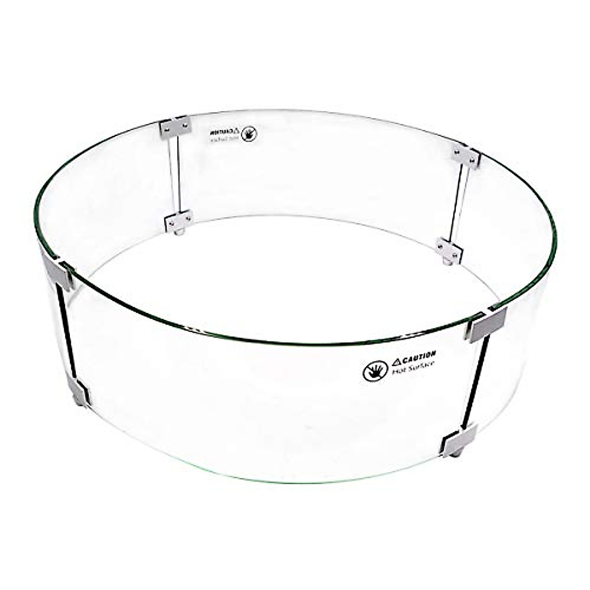 Skyflame 24" Round Fire Pit Glass Wind Guard, Thick & Clear Tempered Glass Flame Shield with Bracket & Feet, Fit for Outdoor Propane/Natural Gas Fire Pit/Table