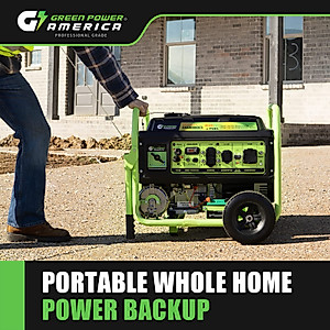 Green-Power America Dual Fuel Portable Generator 13000 Watt,Gas or Propane Powered,Electrical/Recoil Start, Equipped with CO-Seizer CO Protection System