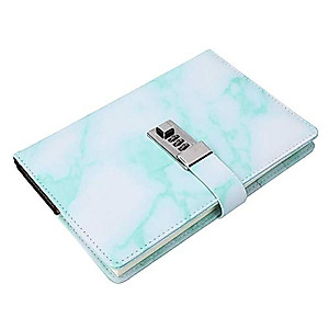 Socobeta Leather Journal Book Thick Classic Notebook Office School Supplies(GreenMarble Code Book)