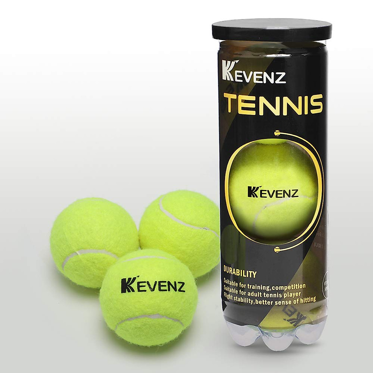 KEVENZ 6-Pack Pressurized Tennis Ball, 2 Cans with Seal Design,Advanced All Courts Balls,Highly Elasticity, More Durable, Good for Beginner Training Ball