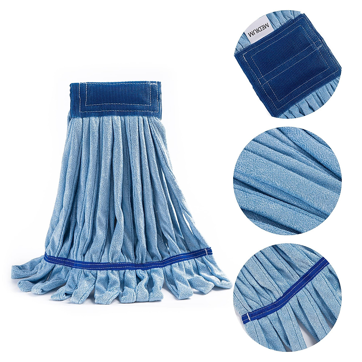 Matthew Cleaning Microfiber Tube Mop(Meduim,Blue,3Pack)Heavy Duty Mop Head Replacement,excellent absorbency,Premium launderability,Reusable,Loop end for Home,Commercial&Industrial Use-Incl.2Pcs Cloths