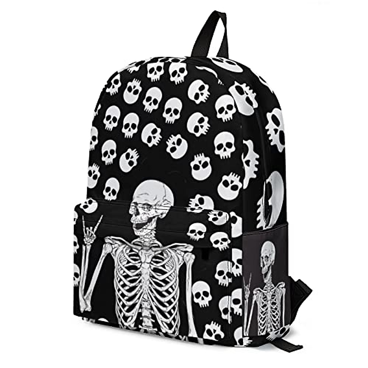 Skull School Backpack Lightweight Cute Kids Backpack Classic Daypack for Teen Boys Girls High School Student, 17 Inch