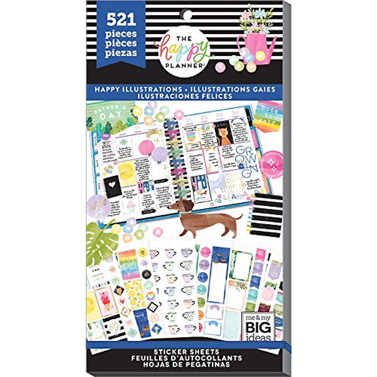 me & my BIG ideas Sticker Value Pack - The Happy Planner Scrapbooking Supplies - Happy Illustrations Theme - Multi-Color - Great for Projects, Scrapbooks & Albums - 30 Sheets, 521 Stickers Total