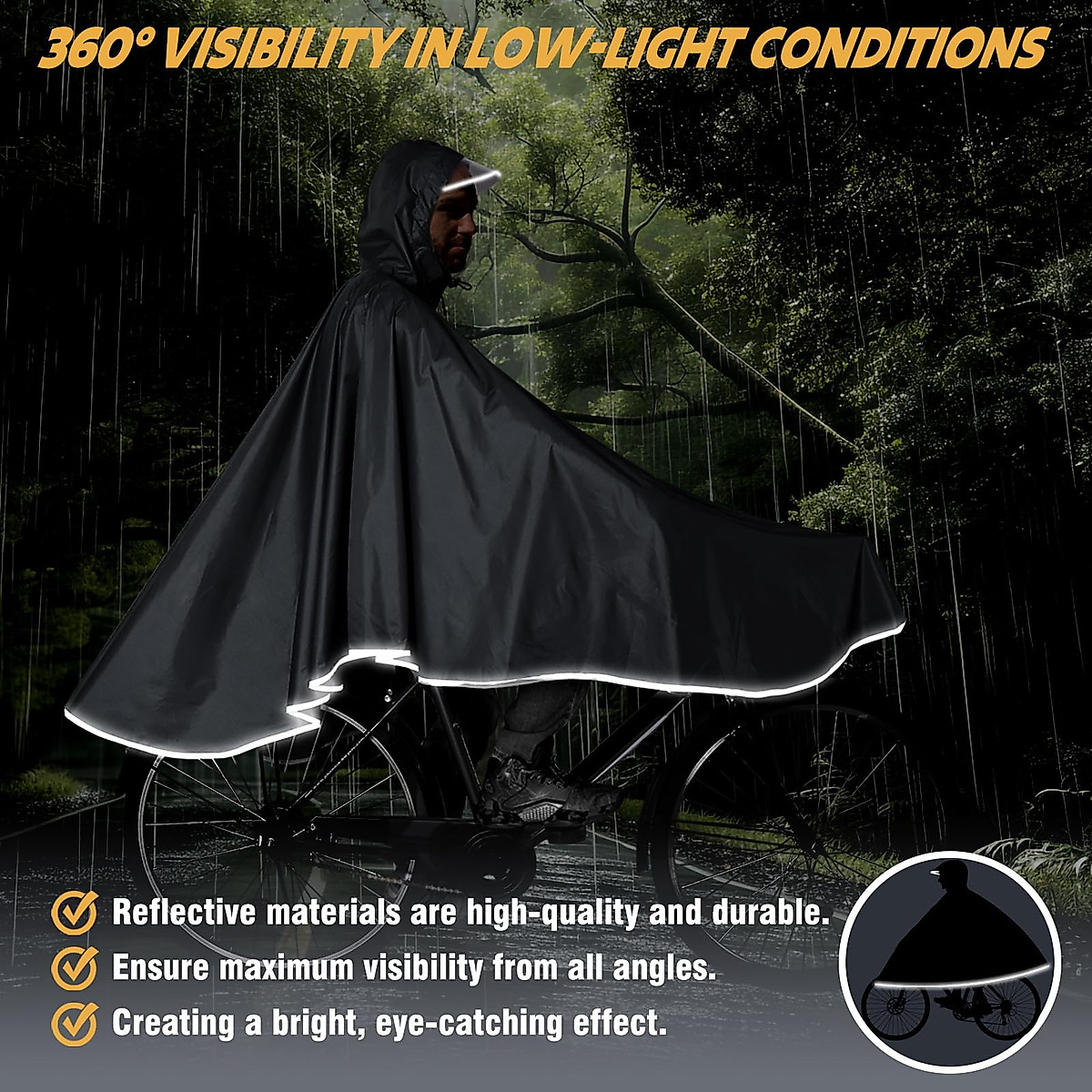 ANYOO Waterproof Rain Poncho Bike Bicycle Rain Capes Lightweight Compact Reusable for Adults