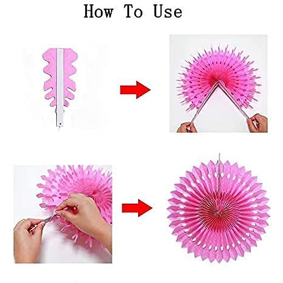 Pastel Blue Pink Peach Tissue Paper Fan Garland Decoration Set 3D Fan Glittering Circle Star Banner Backdrop for Easter Birthday Wedding Graduation Christmas Parties Home Shop Office School Nursery