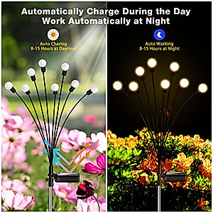 KNHUOS 8LED Solar Garden Lights, Solar Swaying Light, Sway by Wind, Solar Firefly Lights Outdoor Waterproof Landscape Decoration Lights, Yard, Pathway, Parties, Camping, Warm White(1 Pack)