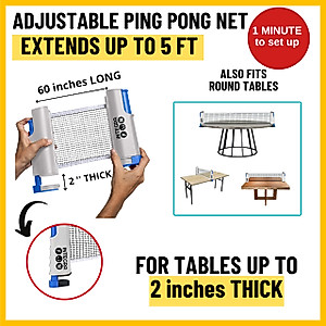 IntegraFun Pro Ping Pong Paddle Set with Ping Pong Net- Bracket Clamps,3-star Ping Pong Balls, Storage Case - Retractable Net and Post Set Adjustable to any Table - Indoor Outdoor Games for Family