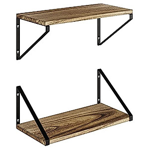 Wallniture Ponza Floating Shelves, 17"x8" Bookshelf Set for Living Room, Shelves for Bedroom, Kitchen Organization & Bathroom Storage Office Shelves Burnt Set of 4