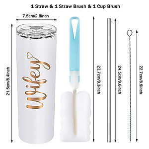 Qtencas Valentine's Day Gifts for Wife Bride Skinny Tumbler, Wifey Stainless Steel Insulated Tumbler, Wife, Bride, Bride to be Her Birthday Wedding Engagement Bridal Shower Tumbler(White, 20 oz)