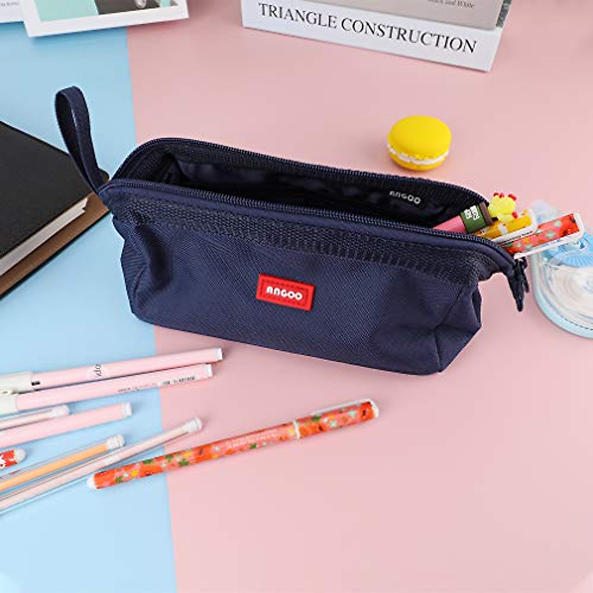 iSuperb Large Capacity Pencil Case Portable Zipper Pencil Pouch Bag Organizers Storage Pen Bag Cosmetic Makeup Pouch for Women (Navy Blue)