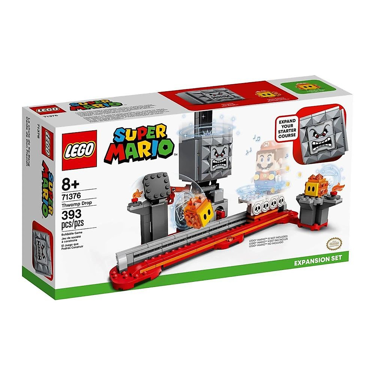 LEGO Super Mario Thwomp Drop Expansion Set 71376 Building Kit; Collectible Playset for Creative Kids to Add New Levels to Their Super Mario Starter Course (71360) Set (393 Pieces)