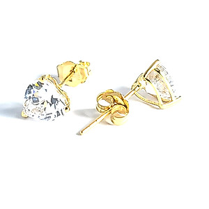 2 carat Diamond Earrings 18k SOLID GOLD Heart shaped Diamond Studs HANDMADE Jewelry gifts for women 6.5 mm Solitaire Heart Cut Diamond Earrings gift for Birthday Mothers Day Anniversary wife present