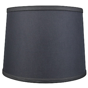 FenchelShades.com Drum Lampshade 9" Top Diameter x 10" Bottom Diameter x 7.5" Slant Height with 6" Drop Slip Uno Attachment (Linen Black)