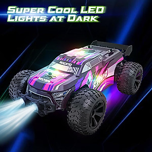 EpochAir Remote Control Car - 20km/h 2.4GHz High Speed RC Cars, Off Road Hobby RC Racing Car with 2 Rechargeable Batteries & LedLights, Toy Car Gift for 3 4 5 6 7 8 Year Old Boys Girls Kids