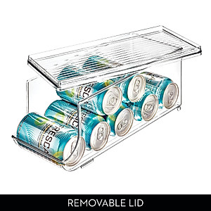 iDesign Plastic Food and Soda Can Lid for Refrigerator, Freezer, and Pantry for Organizing Tea, Pop, Beer, Water, BPA-Free, 13.75" x 5.75" x 5.75", Clear