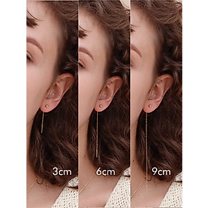 S.Leaf Threader Earrings for Women Threader Earrings Sterling Silver Chain Earrings Tassel Earrings Gold Earrings for Women 3cm