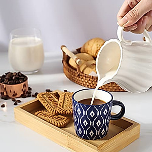 Selamica Ceramic 3.5 Oz Espresso Cups, Cappuccino Cups 2.5 Inch Porcelain Demitasse Cups Small Coffee Cups for Latte Mocha Milk Tea, Set of 4, Vintage Blue