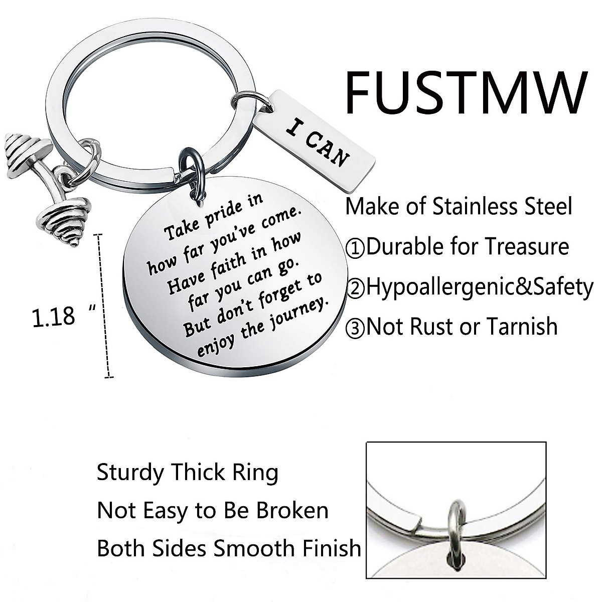 FUSTMW Fitness Gifts Bodybuilder Keychain Dumbbell Gifts Fitness Trainer Gift Gym Workout Jewelry for Fitness Instructor Gift