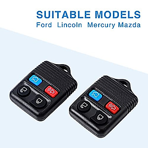 Big Autoparts Key Fob 4 Button Keyless Entry Remote Control Key Fob fit for Ford Focus Explorer Mercury Lincoln Mazda Tribute,2 Pack