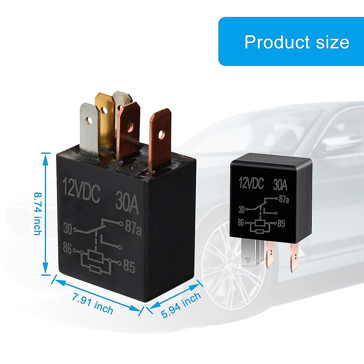 Yumfugu 2 PCS Car 5 Pin 12V 30A Relay, Multi-Purpose 30A Waterproof Heavy Duty Relay Replacement, Universal Automotive Conditioner Relay Accessories for Cars SUVs Trucks (Black)