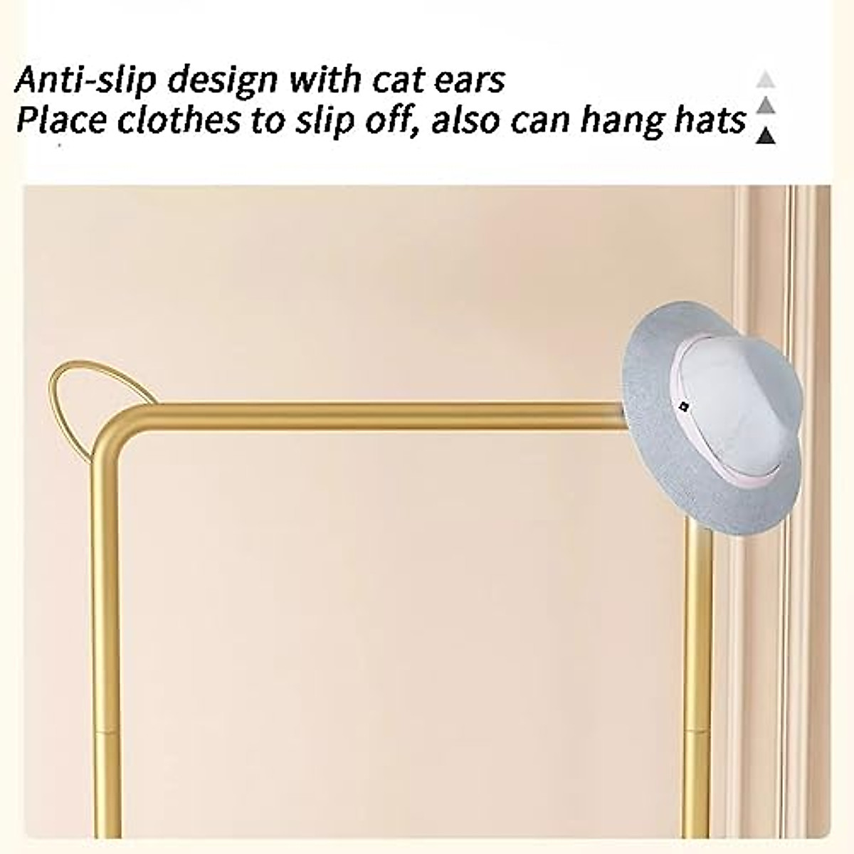 OTBK Clothing Garment Rack Multifunctional Clothes Organizer With Cat Ears The Non-slip Beads For Hanging Clothes,Shoes,Bags (Color : Gold)