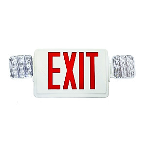 NICOR Lighting LED Emergency Exit Sign with Dual Adjustable LED Heads, White with Red Lettering (ECL1-10-UNV-WH-R-2)