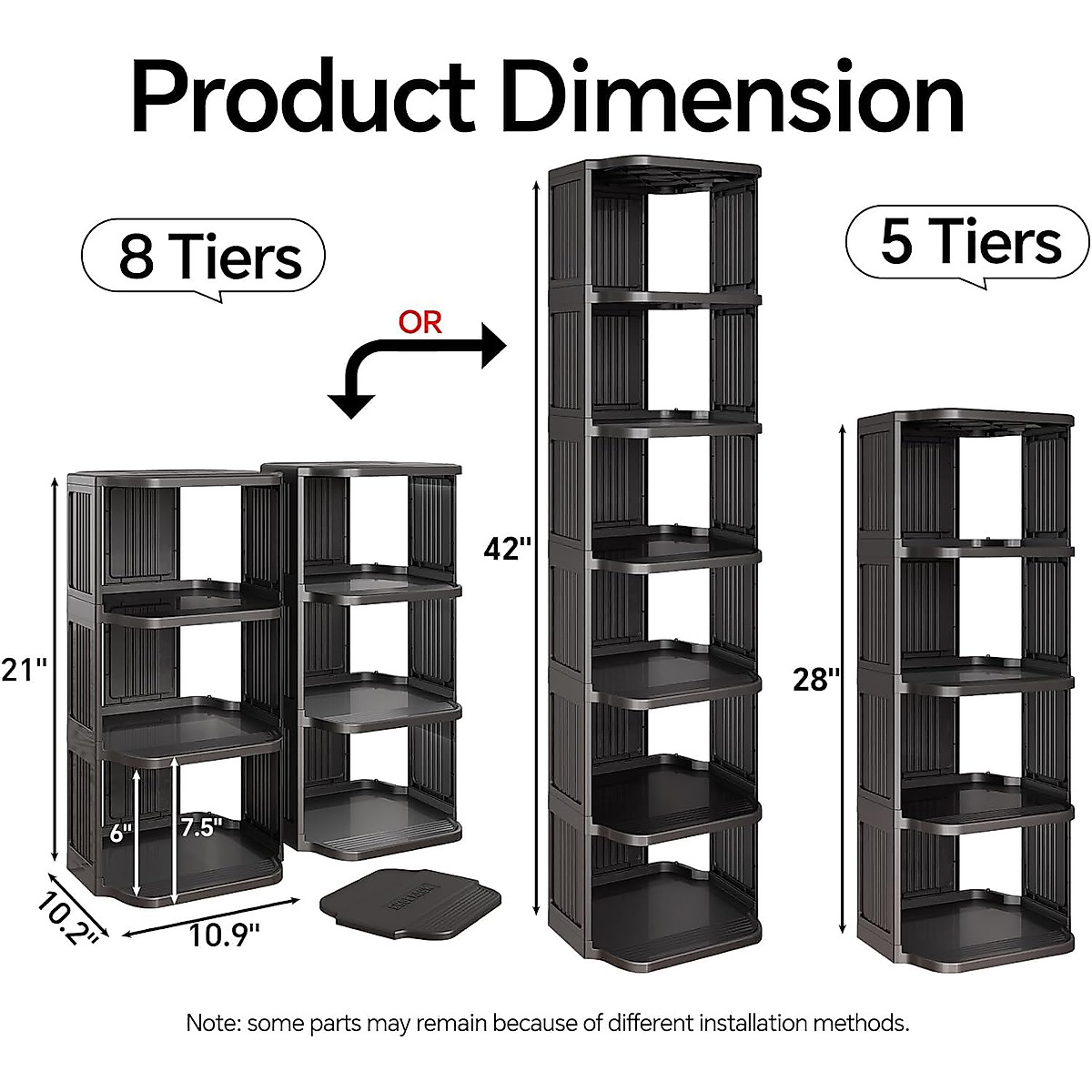Kitstorack Small Shoe Rack, 8 Tiers Stackable Shoe Rack for Closet DIY Free Standing Shoe Organizer Vertical Shoe Rack for Small Spaces and Narrow Spaces, Plastic