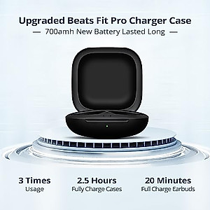 Charging Case Replacement Compatible for Beats Fit Pro, Portable Charger Case Support to Wireless Pairing, with Sync Button, 700mAh Built-in Battery, Charge Earbuds 3 Times, Black