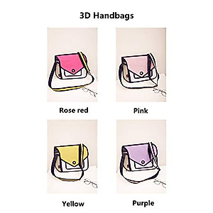 Xugq66 3D Style 2D Drawing Cartoon Handbag Shoulder Canvas Messenger Bag (Pink)