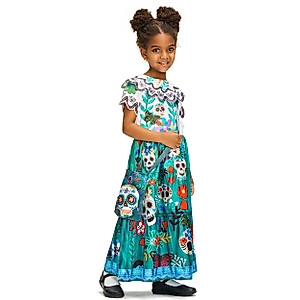 IKALI Girls Princess Costume Day of the Dead Skeleton Halloween Fancy Dress, Kids Toddlers Pretend Play Dress-Up Outfit Role Play Set