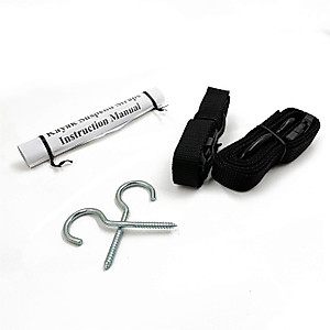 HTTMT- Single Kayak Wall Hanger Storage Strap Garage Canoe Hoists55 lb Capacity for Indoor/Outdoor Room Wall Strap Hanger Mounting [P/N: KAYAK-W06-BK]