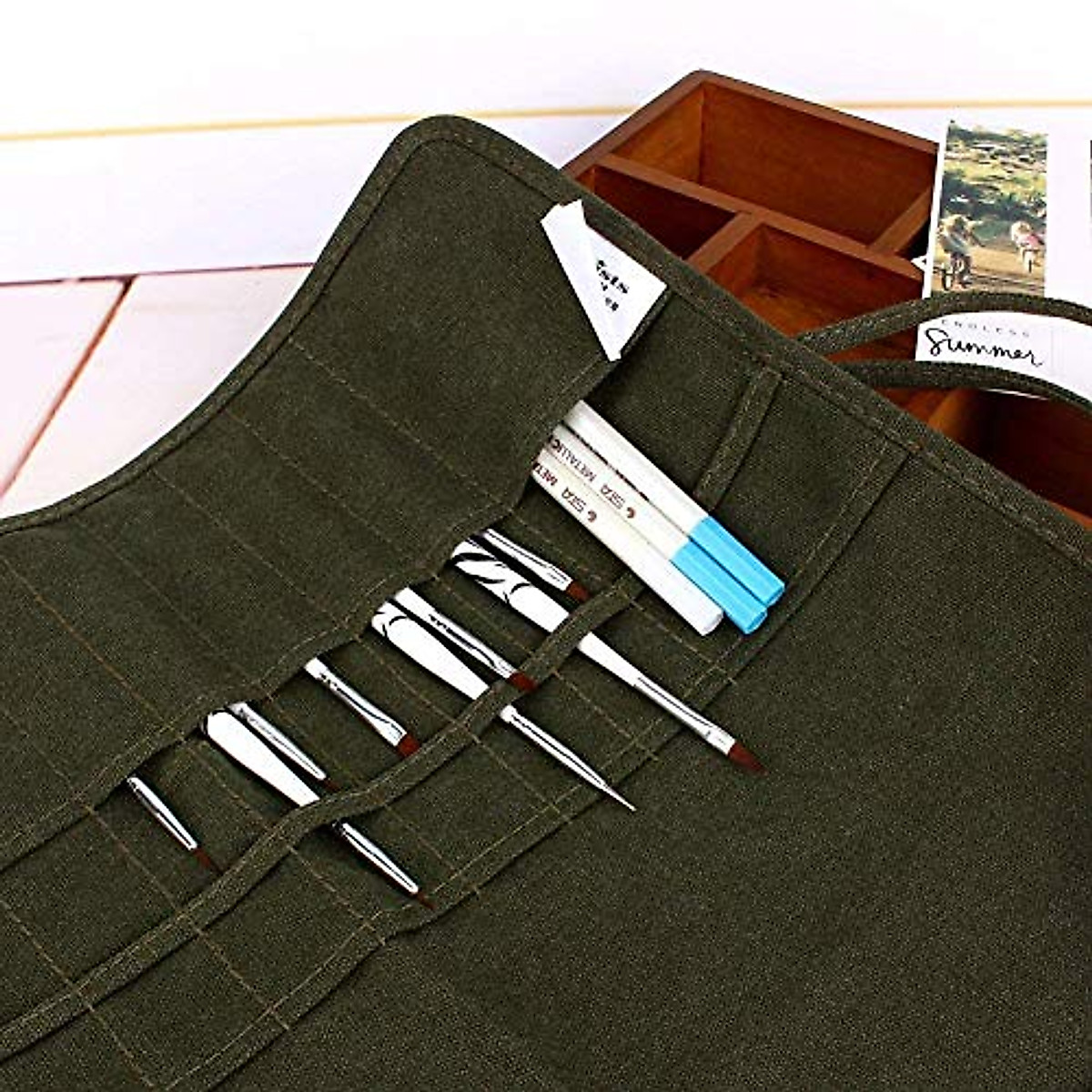 Yosoo Paint Brush Holder, 22 Slots Roll Up Bag Cases Canvas Paint Brush Pouch for Student Artist Draw Pen Watercolor Oil Brush