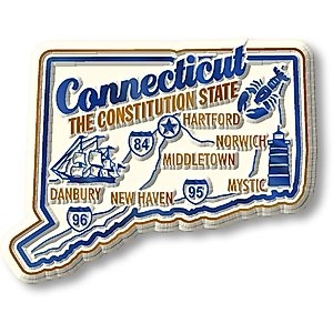 Connecticut Premium State Magnet by Classic Magnets, 2.6" x 2", Collectible Souvenirs Made in The USA