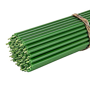 Danilovo Pure Beeswax Candles - No-Drip, Smoke-Less, Tall, Thin Taper Candles – Decorative Candles for Church Prayer, Decor or Birthday Candles – Honey Scented Candles – 6.4”x0.22” (Green, 50pcs)