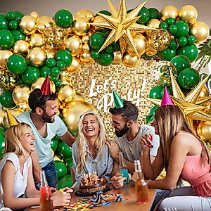 Green and Gold Balloon Arch Kit, Forest Dark Emerald Green Balloons Metallic Gold Balloons for Birthday Forest Theme Baby Shower Wedding Graduation Party Decorations