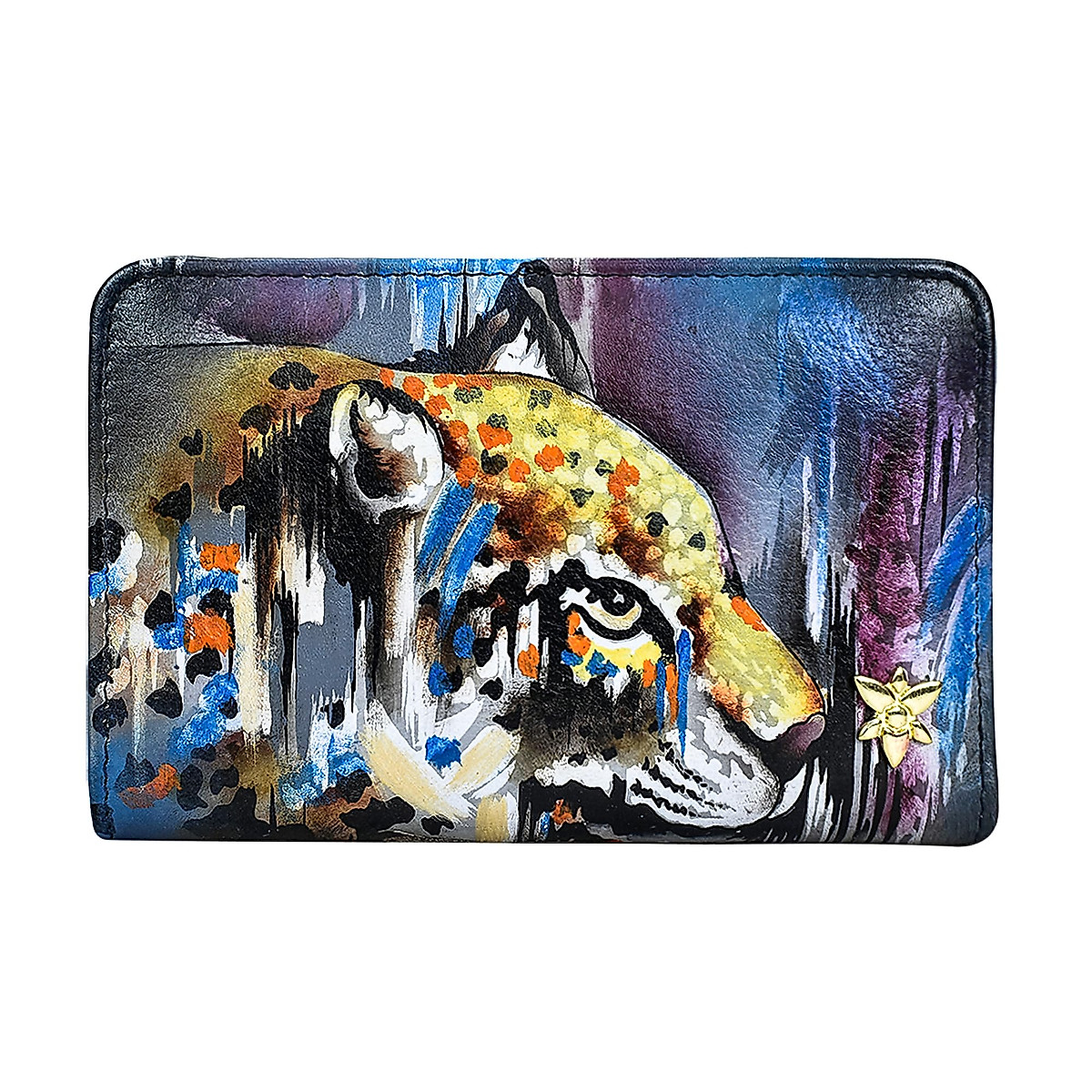 Anuschka Hand-Painted Women’s RFID Genuine Leather Two Fold Organizer Wallet - Enchanted Garden